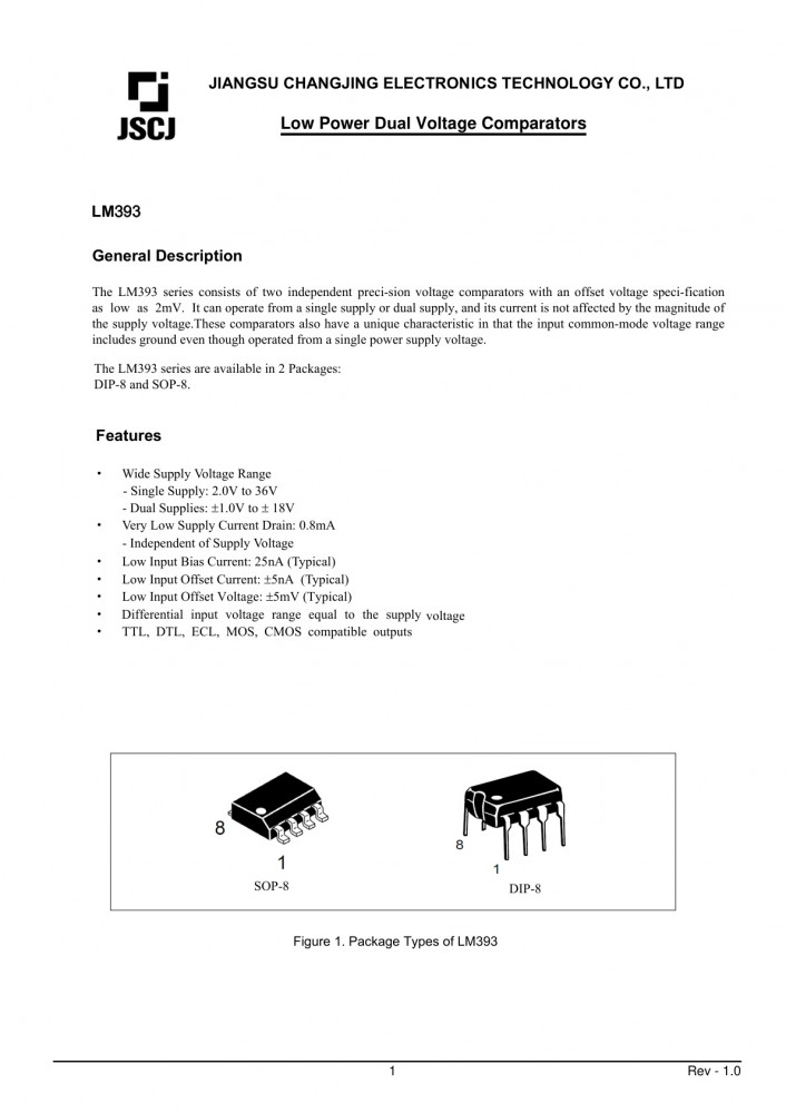 JSCJ LM393 datasheet page 1