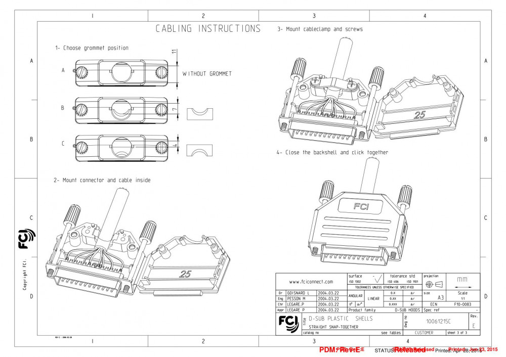 Amphenol D-Sub plastic shell drawing page 3