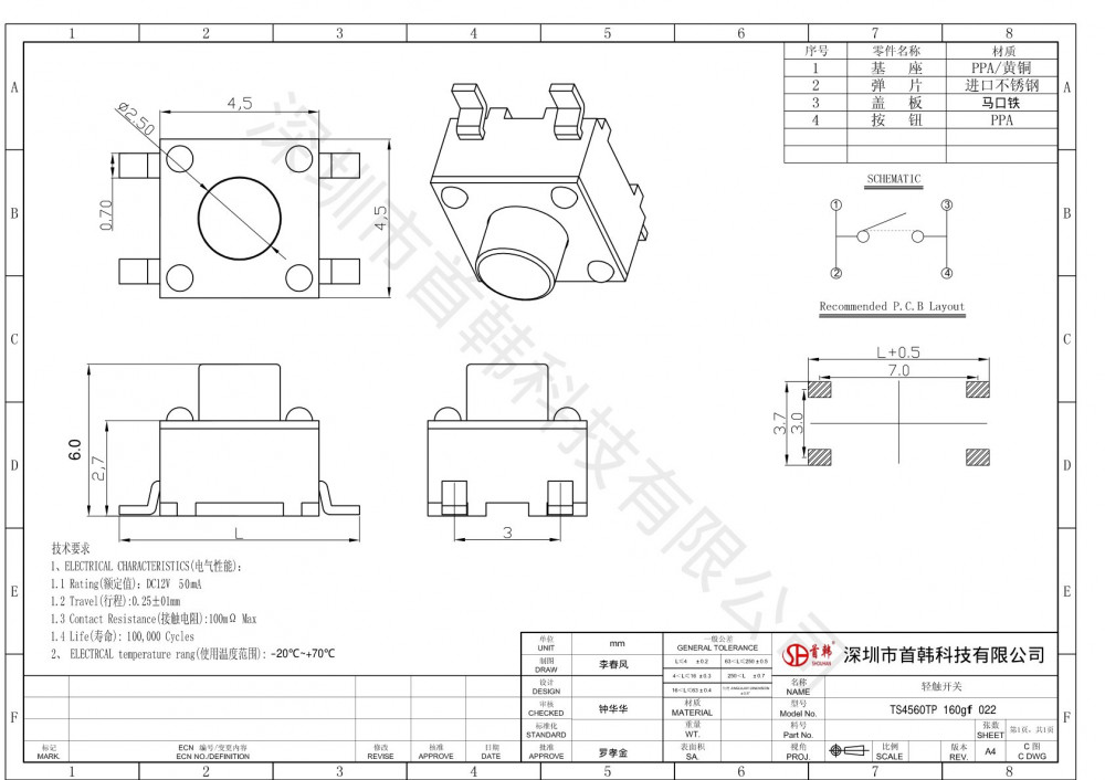 TS4560TP 160gf 022 specification page 1