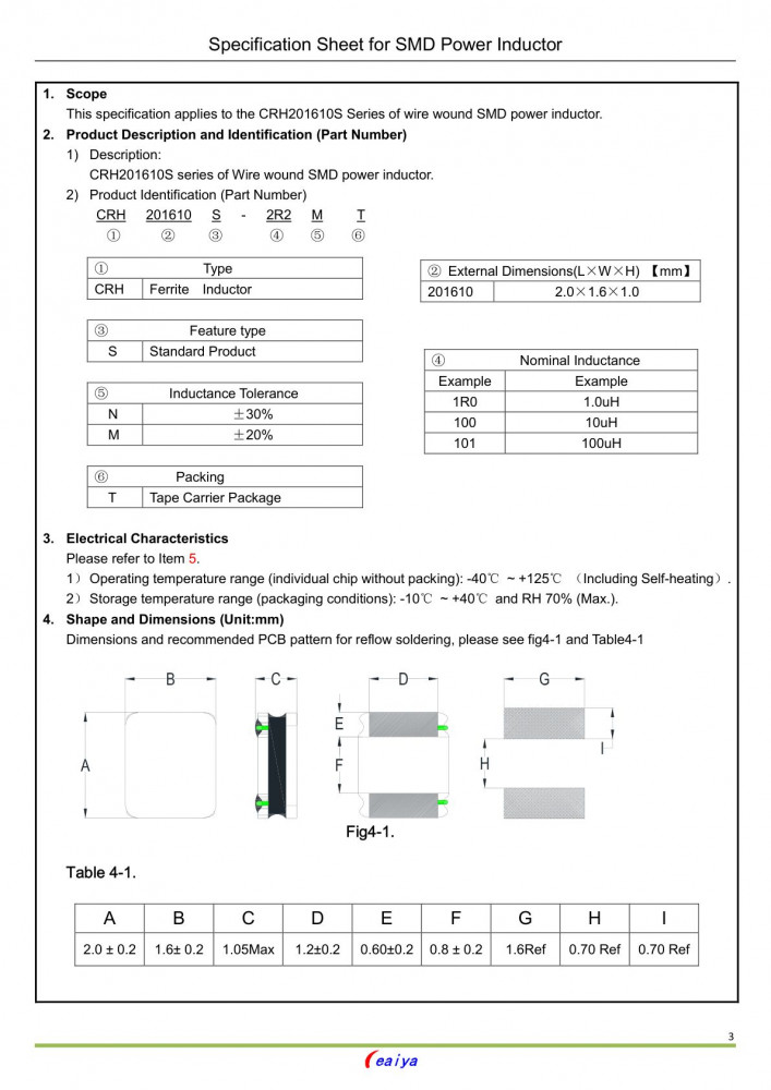 CRH201610S specification sheet page 3