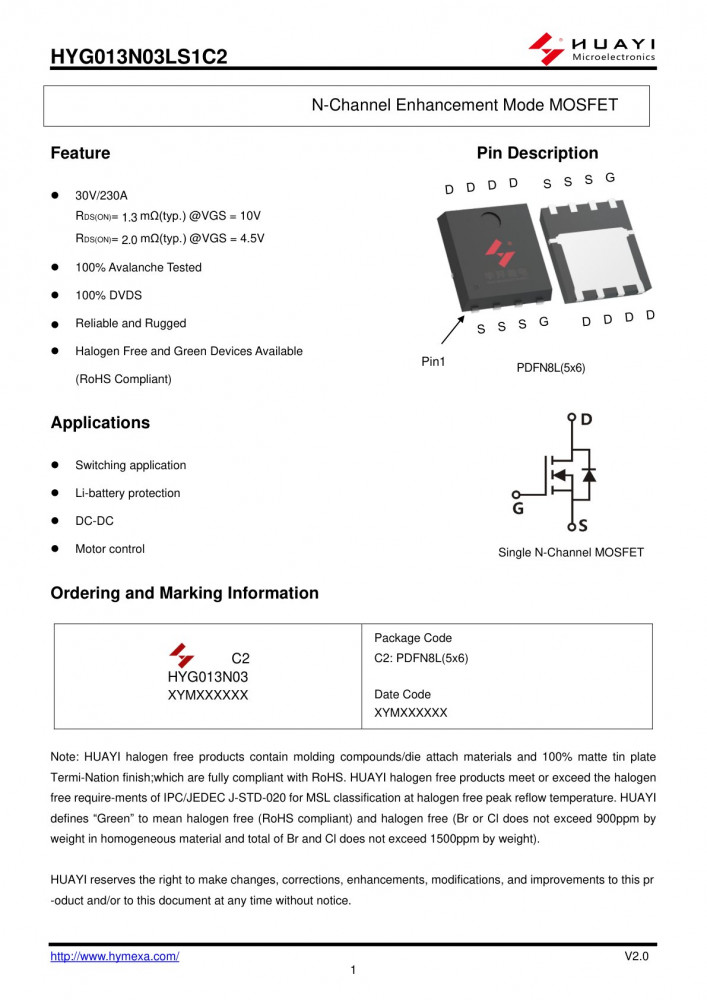HYG013N03LS1C2 technical document page 1