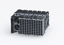 Impact 100 Ohm 3 Pair Right-Angle Daughtercard Receptacle, Left Guided, 8 Columns, 72 Circuits, Plated Through Hole Dimension 0.39mm, Polarizing Key Position E, Lead Free