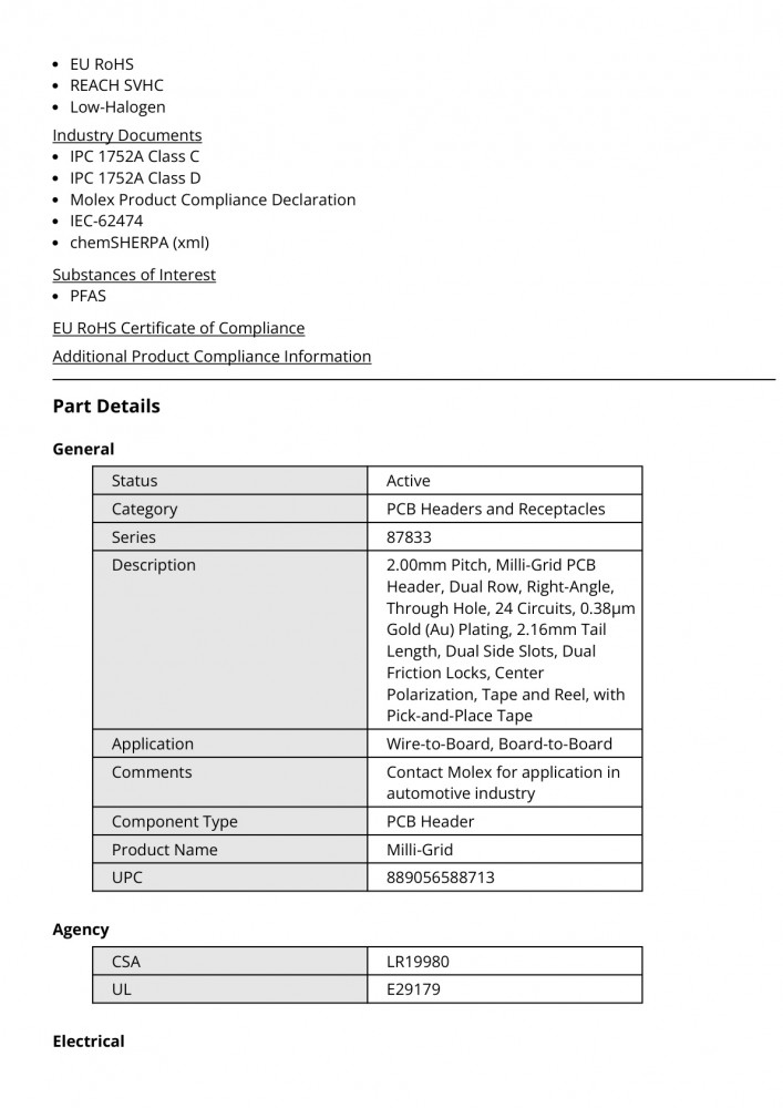 Molex 878337020 technical document image, page 2