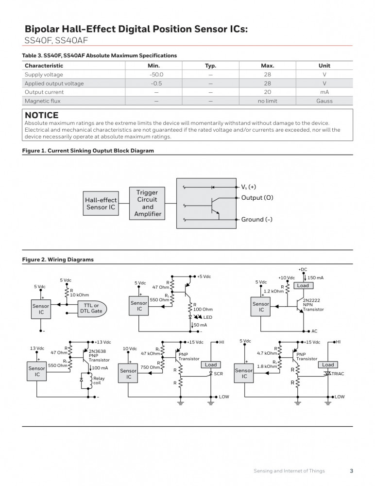Honeywell SS40F datasheet page 3