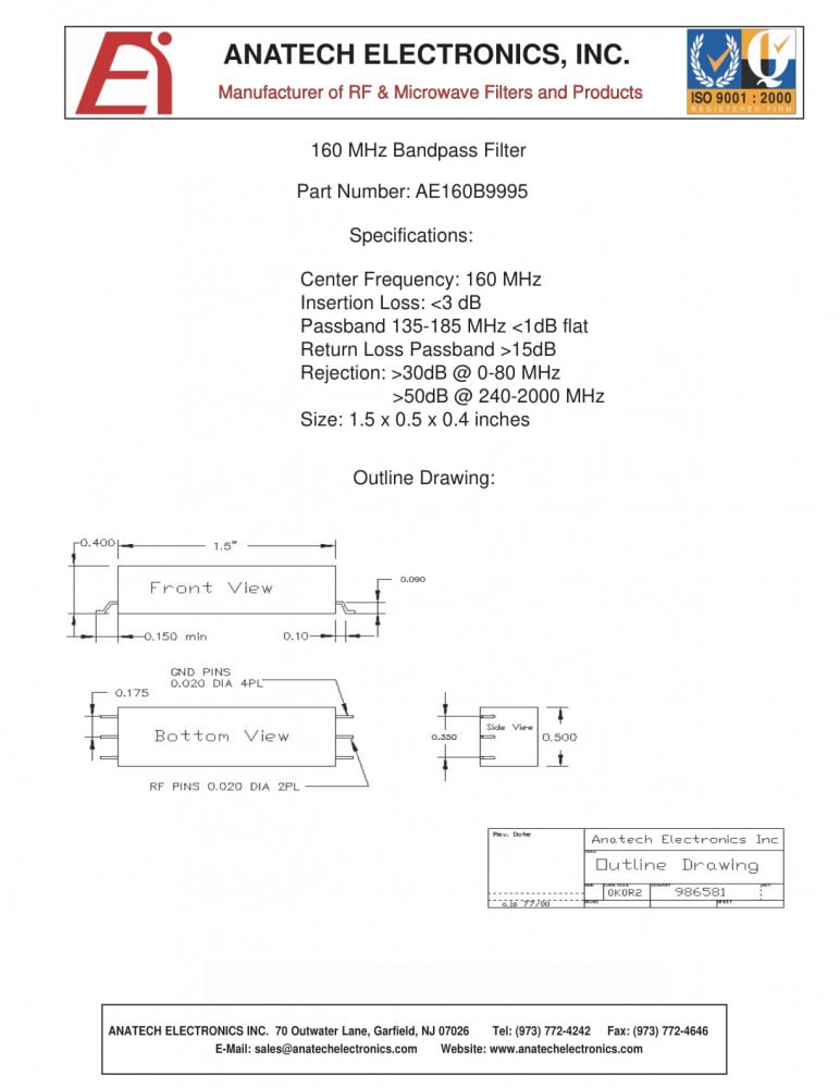 AE160B9995 outline drawing