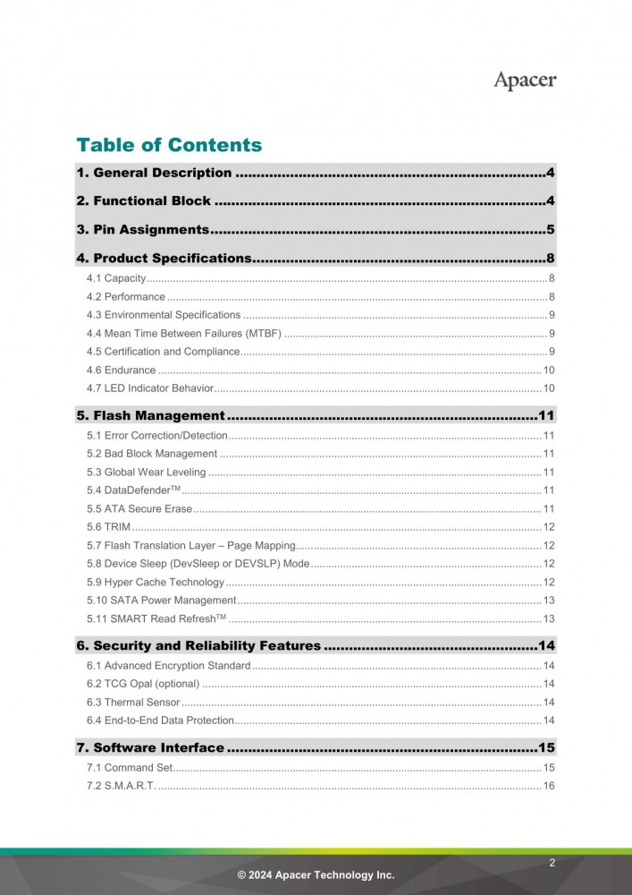 Product specification document, page 3
