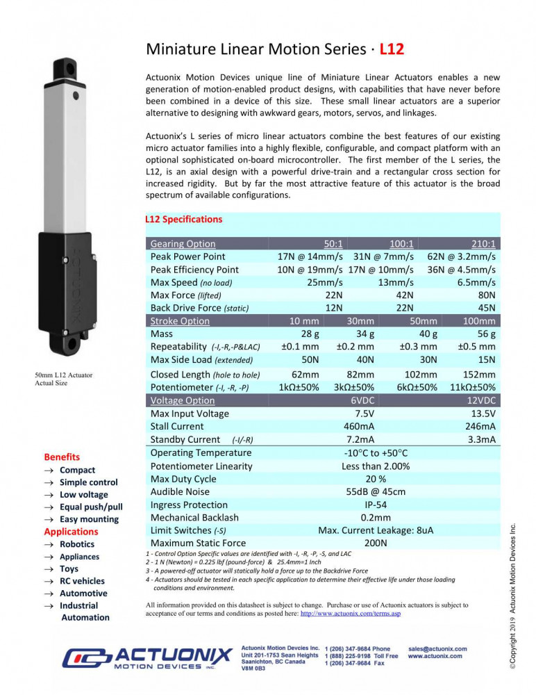 L12 actuator technical document page 1