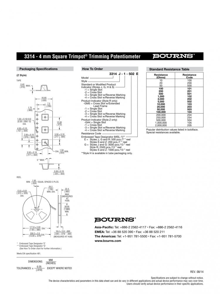 BOURNS 3314 datasheet page 5