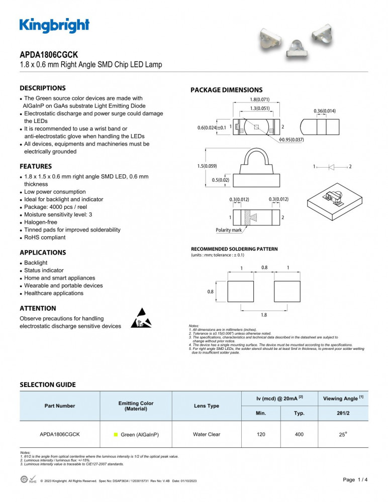 APDA1806CGCK datasheet page 1