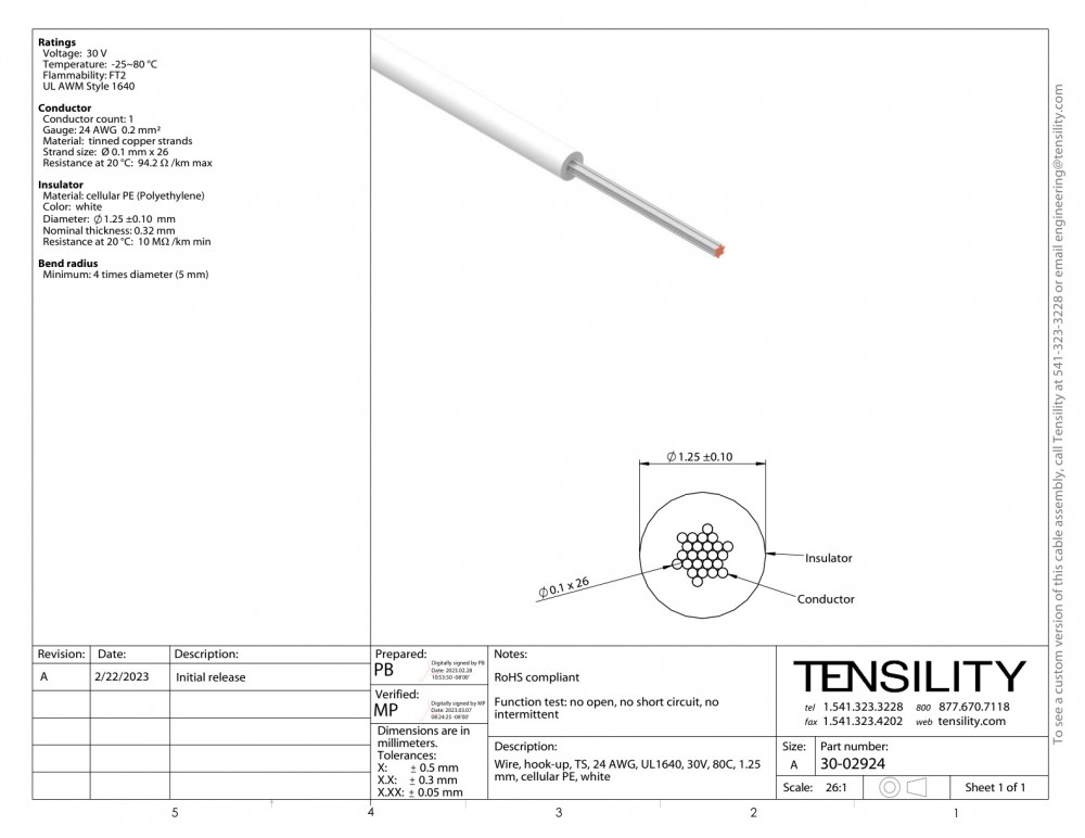 Tensility International 30-02924 product specification drawing