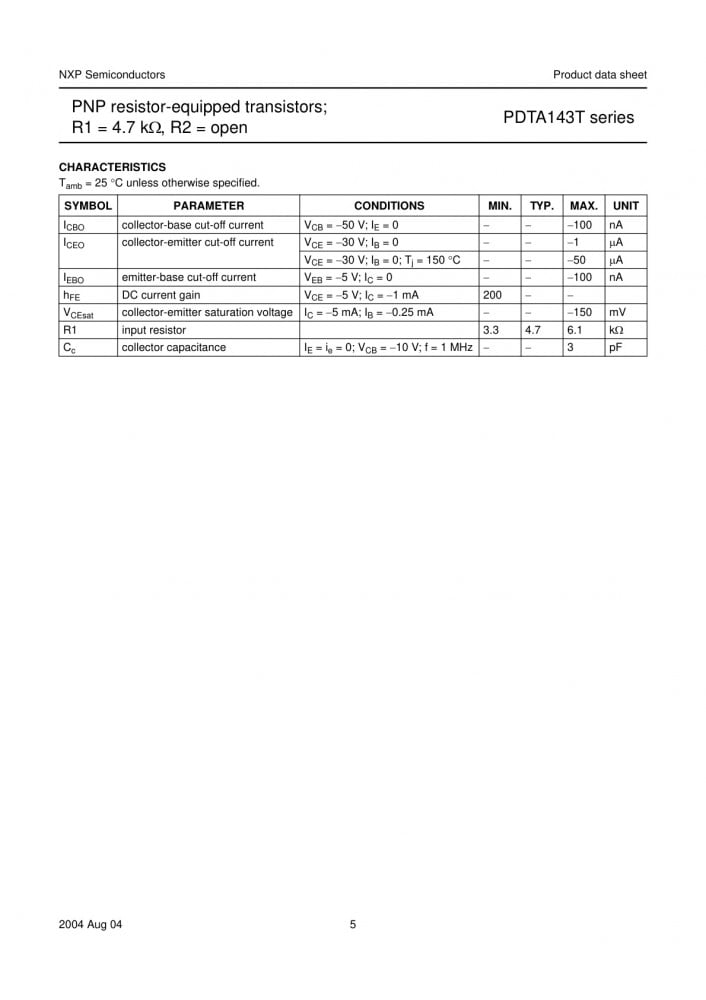 PDTA143T datasheet page 5