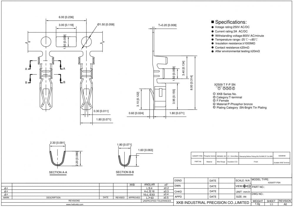 X2509TF-PSN technical drawing