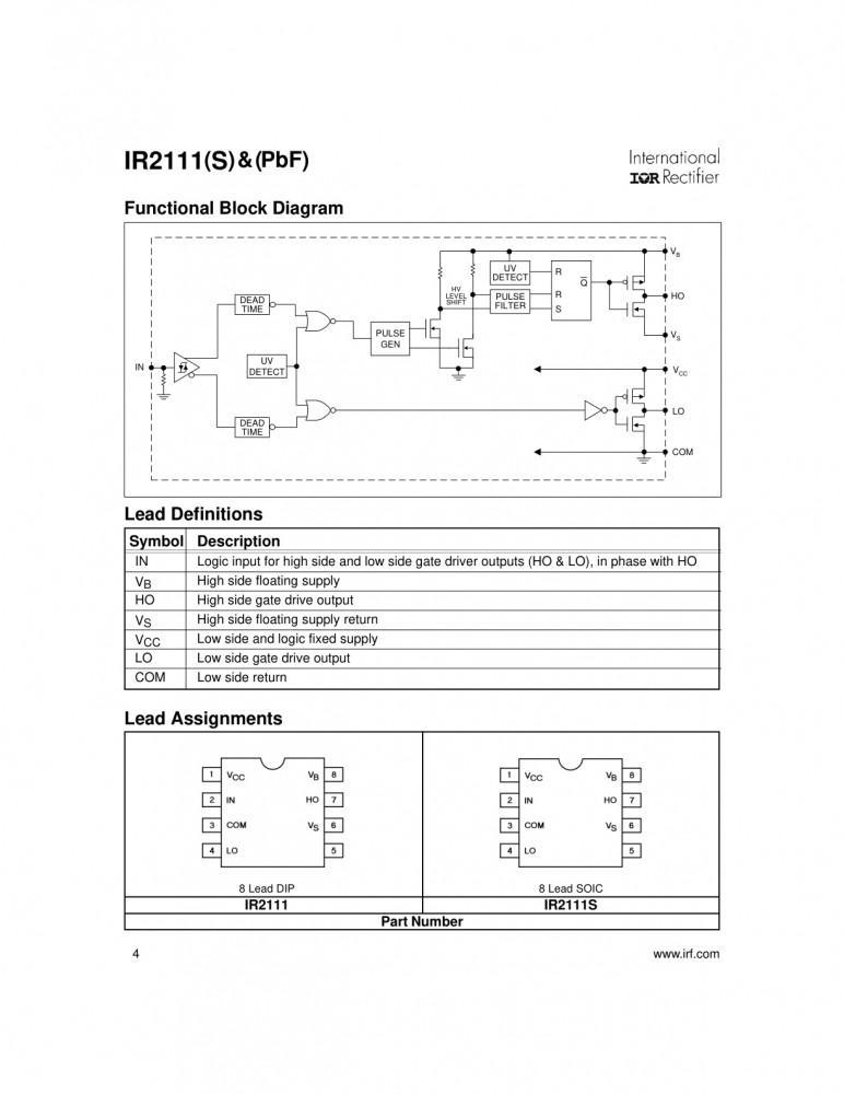 IR2111SPBF datasheet page 4