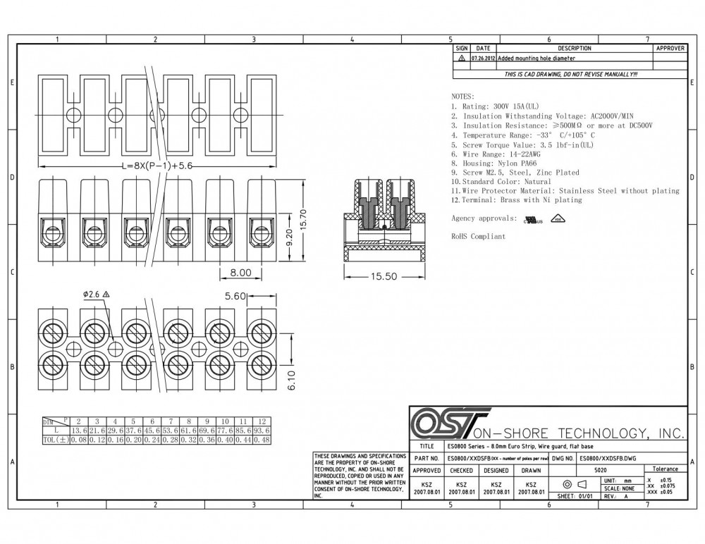 ES0800/12DSFB product drawing and technical documentation preview