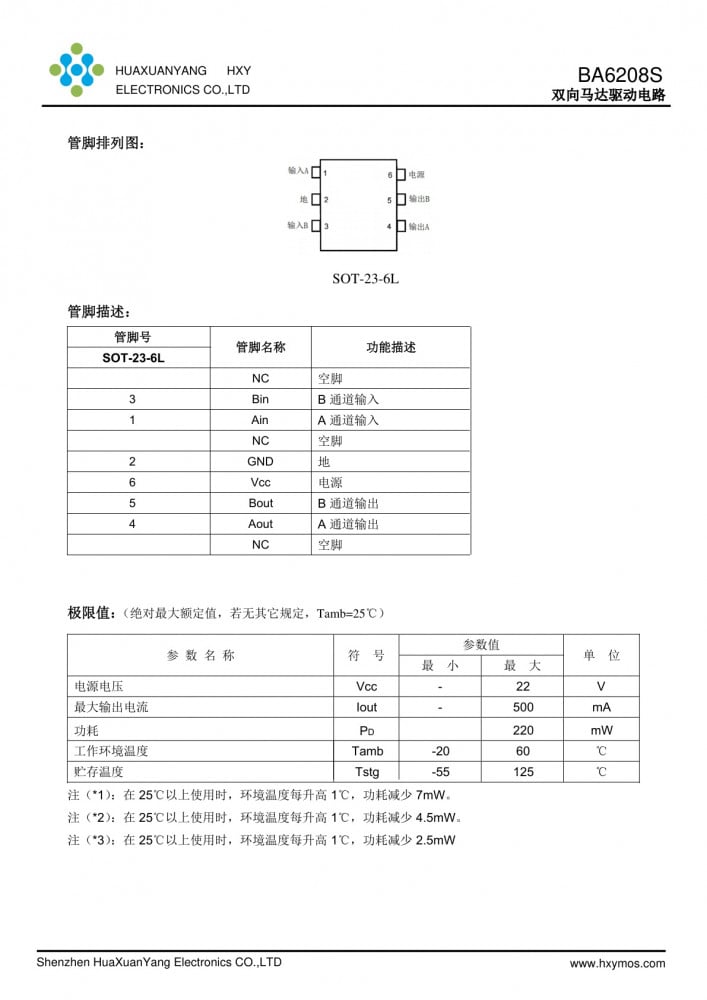 BA6208S-HXY datasheet page 2