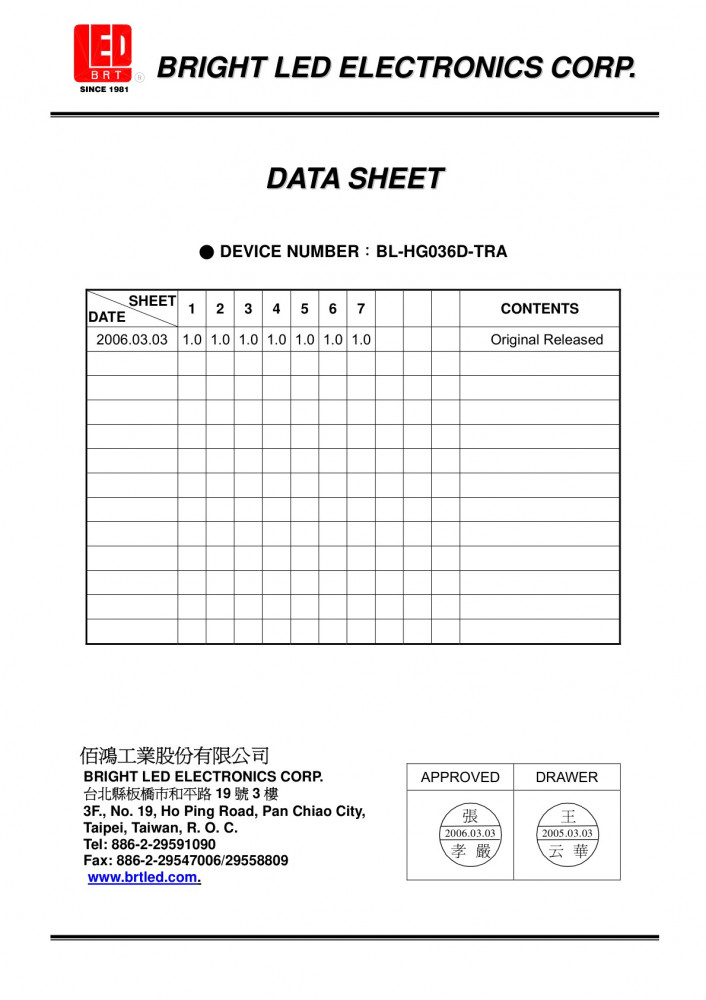 BL-HG036D-TRA datasheet page 1