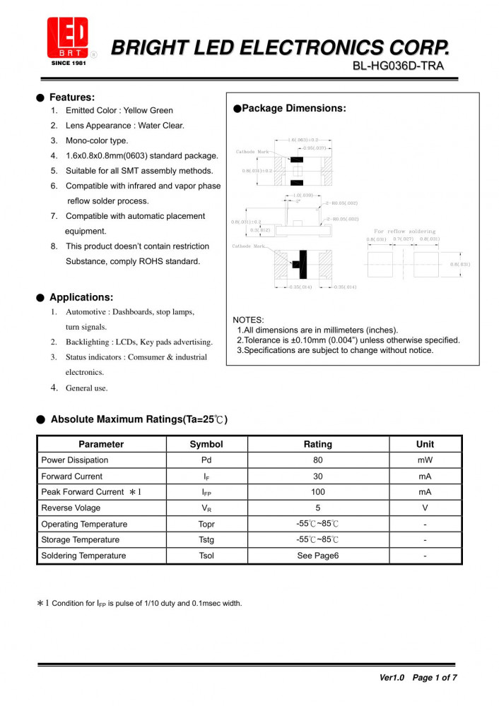 BL-HG036D-TRA datasheet page 2