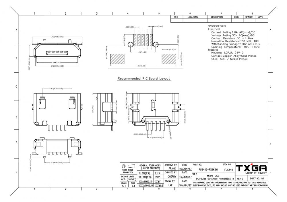 TXGA FUS479-FSBK6M technical drawing preview