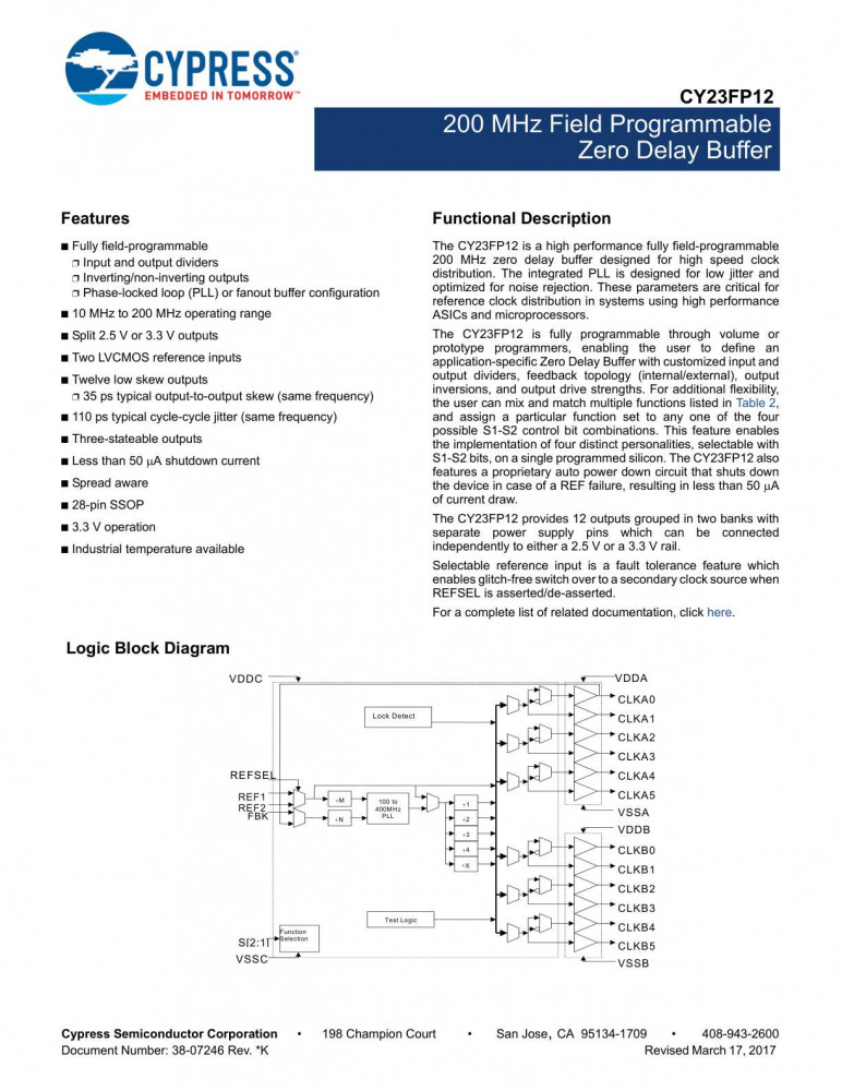 CY23FP12 technical document page 1