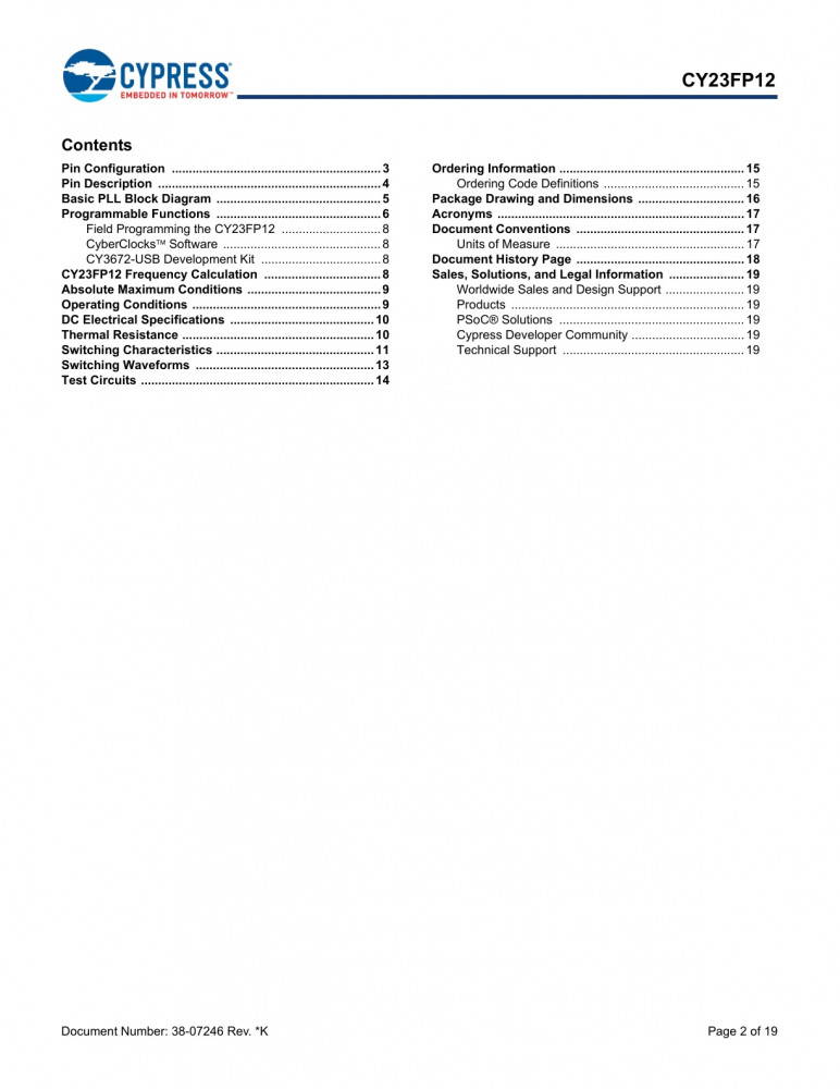CY23FP12 technical document page 2