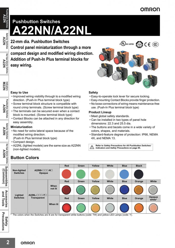 OMRON A22N product documentation page 2