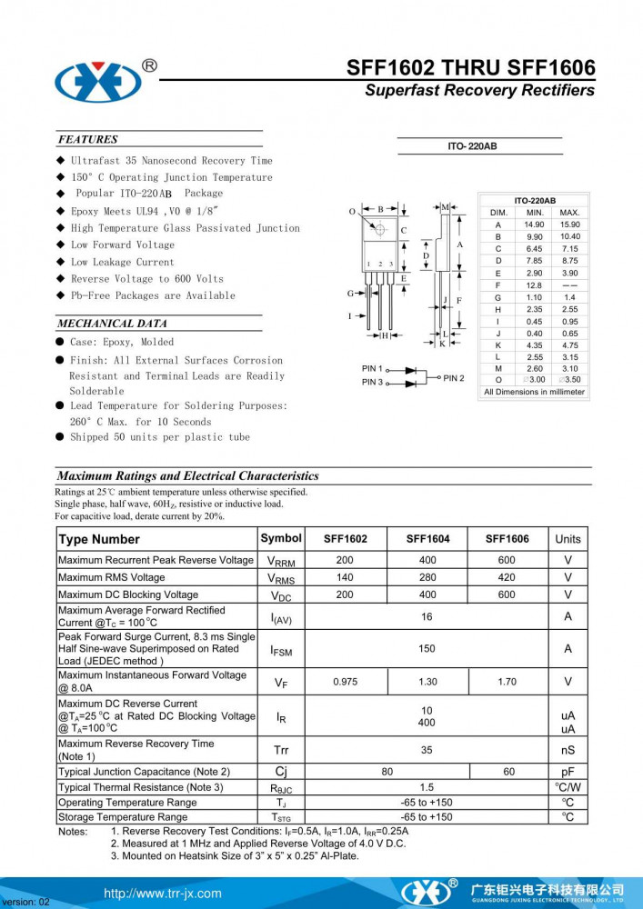 JUXING SFF1606 datasheet page 1