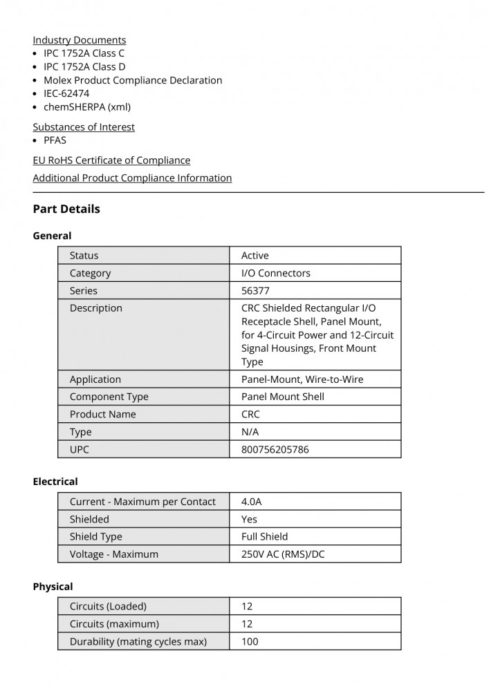 MOLEX 563771200 technical document preview 2