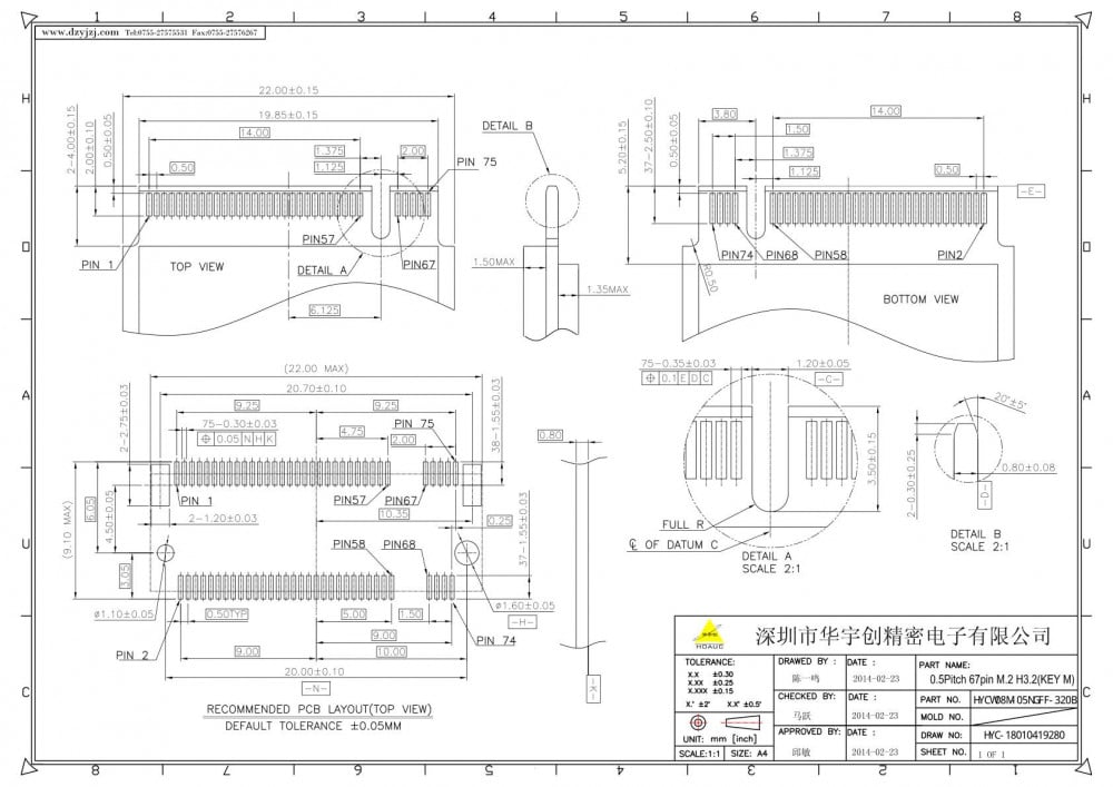 HOAUC HYCW08M-05NGFF-320B technical drawing page 3