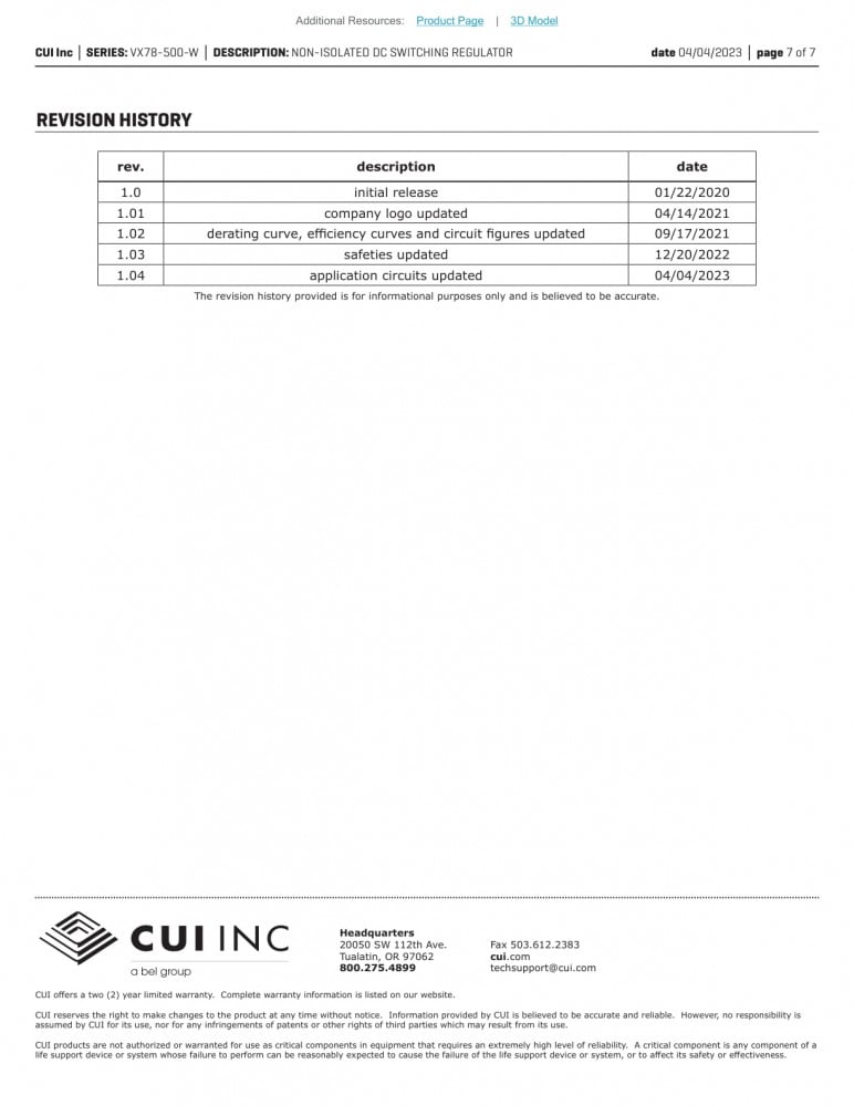 VX7805-500-W datasheet page 7