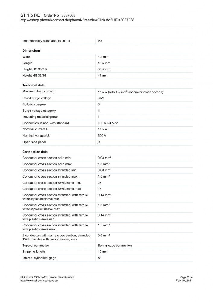 Phoenix Contact ST 1,5 RD catalog page 2