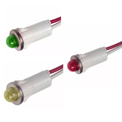 LED Panel Mount Indicator Yellow .500″ Small Dome 125V Wire Leads for sale