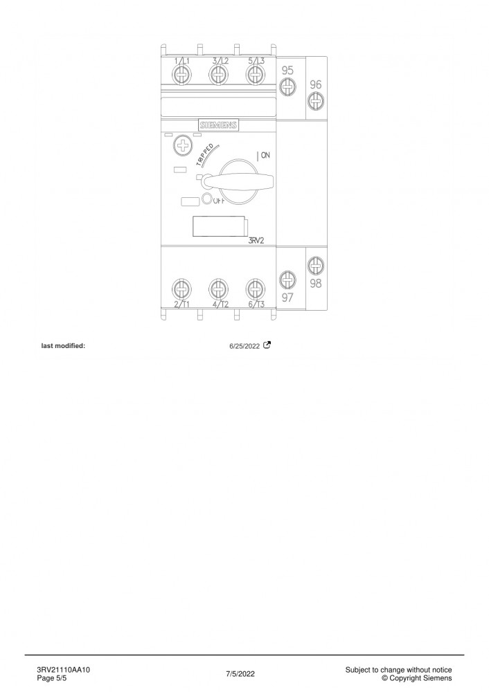 SIEMENS 3RV21110AA10 datasheet page 5