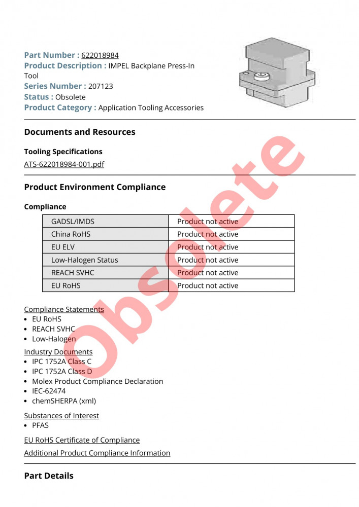 Tooling document preview, page 1