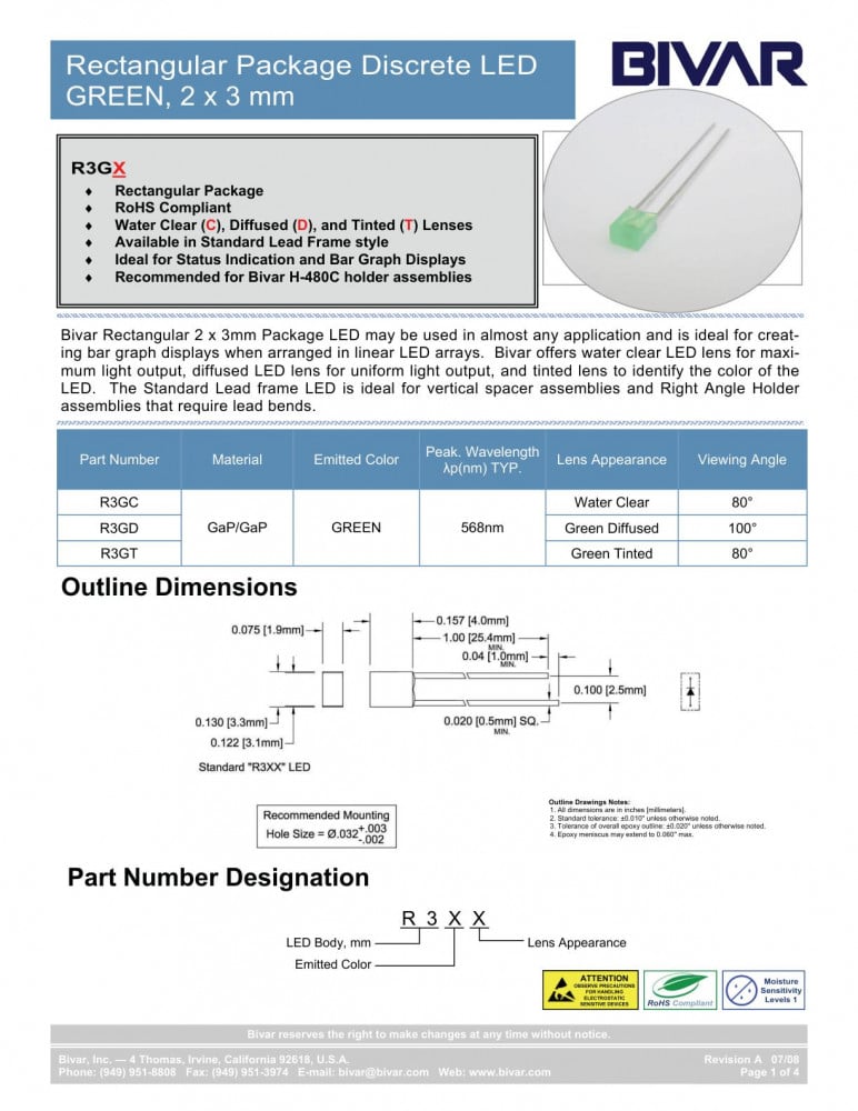 BIVAR R3GD datasheet page 1