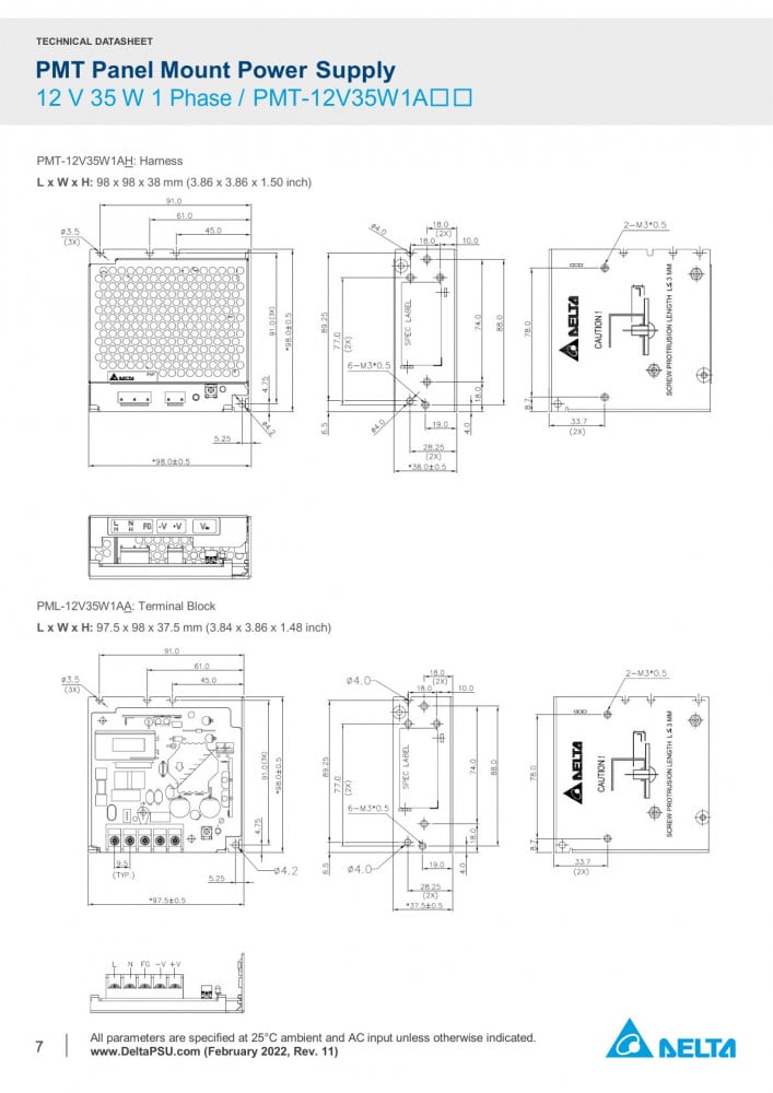 DELTA PMT-12V35W1AA datasheet page 7