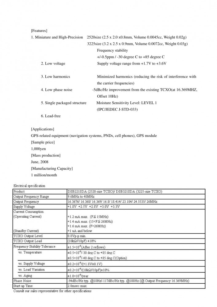 KDS TCXO technical document page 2