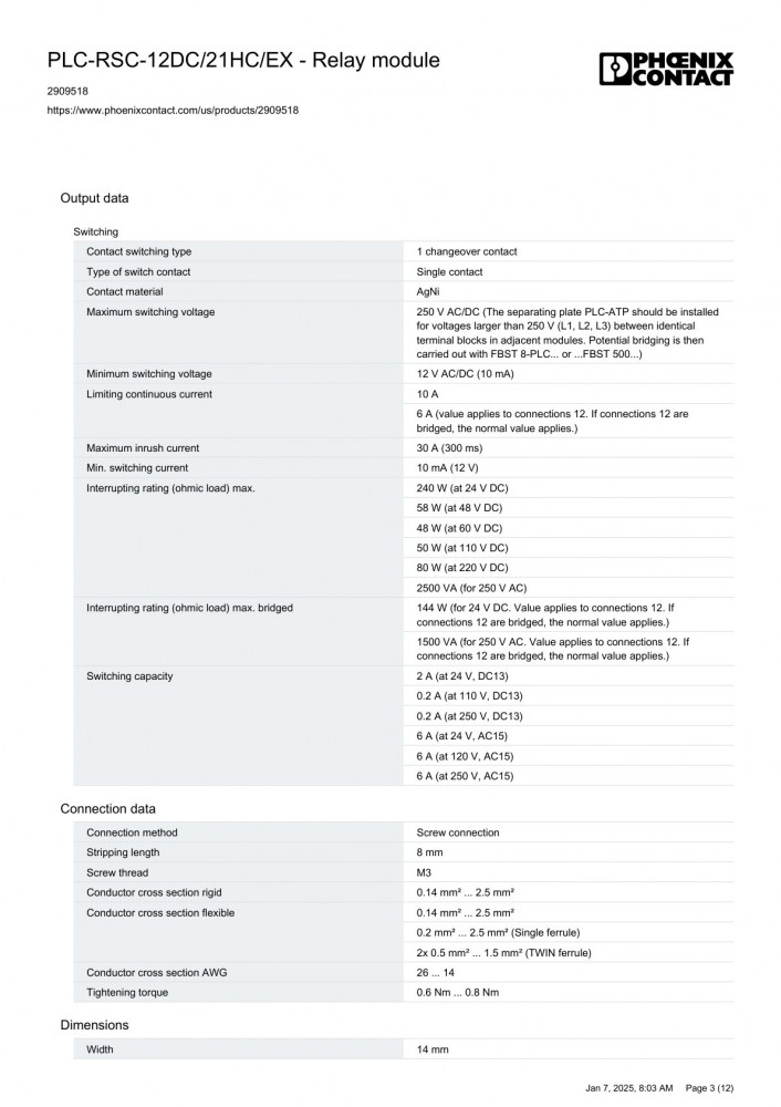 Phoenix Contact 2909518 technical document page 3