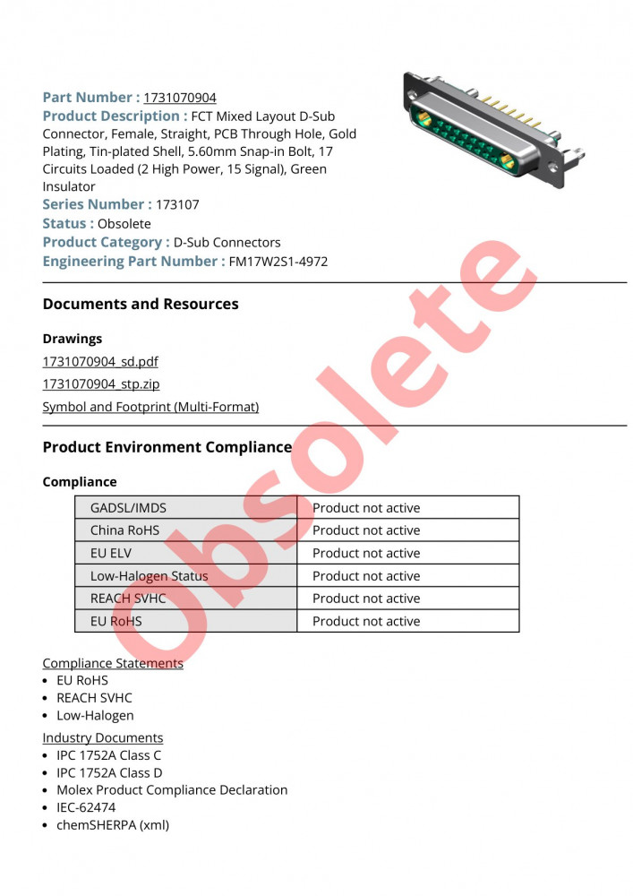 MOLEX 1731070904 technical document preview, page 1