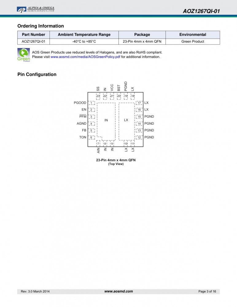 AOZ1267QI-01 datasheet page 3