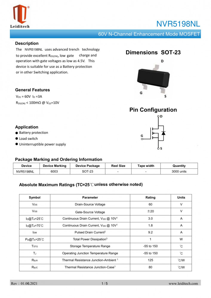 NVR5198NL datasheet page 1
