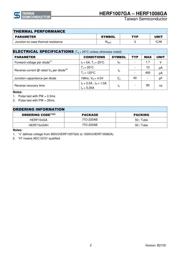 HERF1008GA datasheet page 2