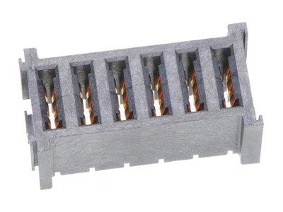 EXTreme Ten60Power Vertical Receptacle with Side Guides, 4 DC Power Circuits, 30 Signal Circuits, 4 DC Power Circuits, Press Fit Tail