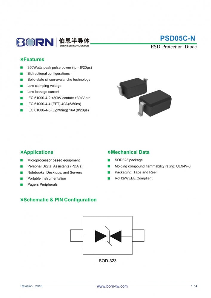 PSD05C-N datasheet page 1