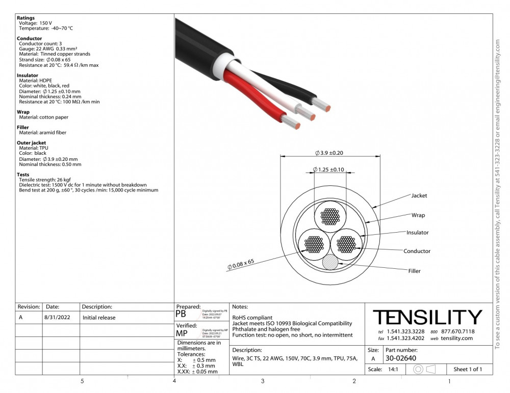Technical drawing page for Tensility International part 30-02640