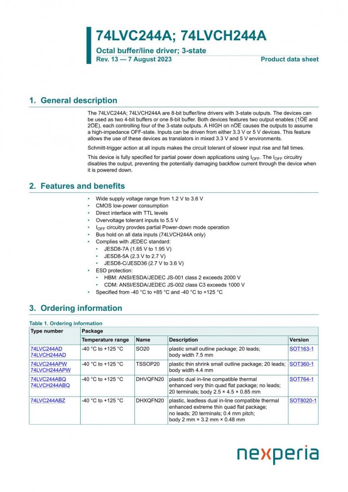 74LVC244APW,118 datasheet page 1
