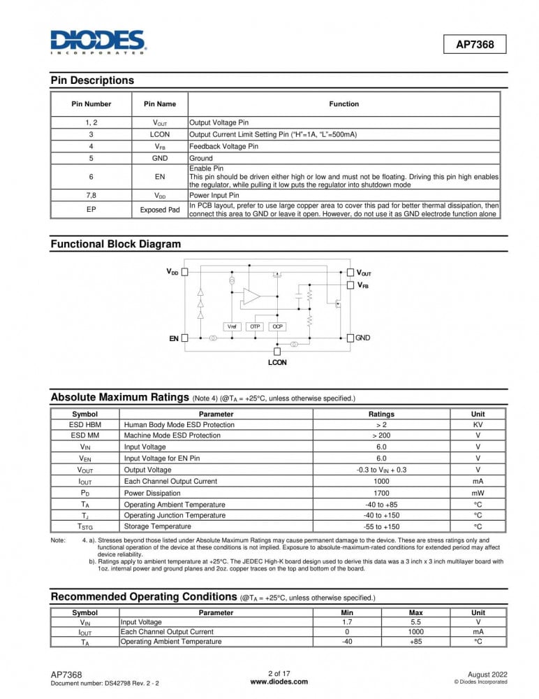 AP7368D-33RS4-7 datasheet page 2