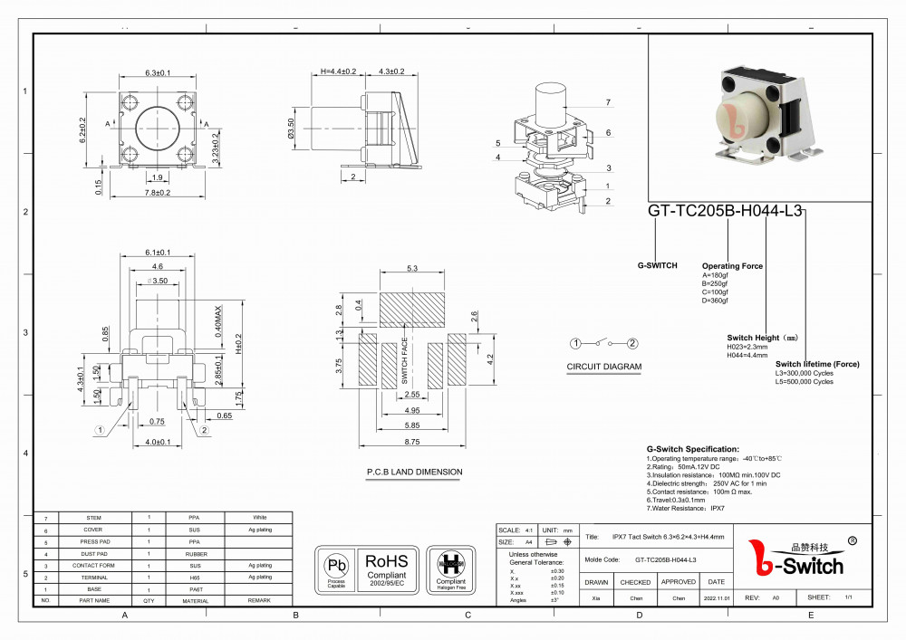 GT-TC205B-H044-L3 technical document preview