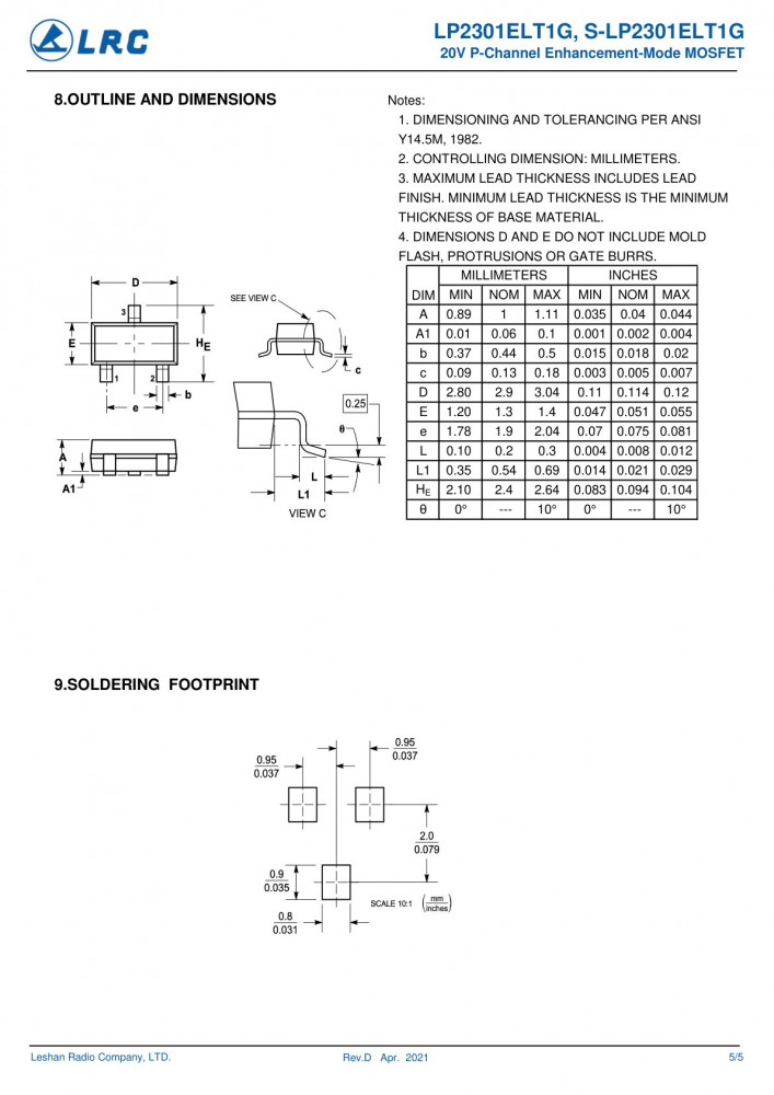 LP2301ELT1G datasheet page 5