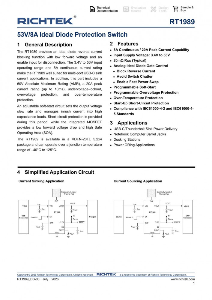 RT1989 datasheet page 1