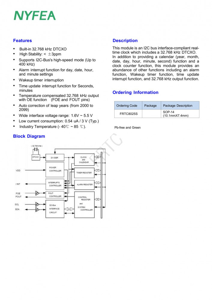FRTC8025S product specification, page 2